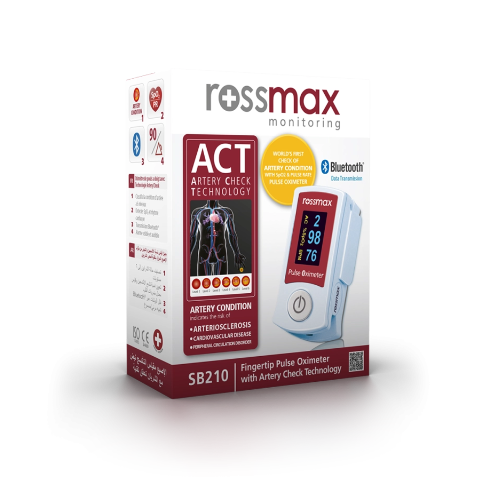Rossmax SB210BT Bluetooth Fingertip Pulse Oximeter with "ACT" Artery C – HMGDirect