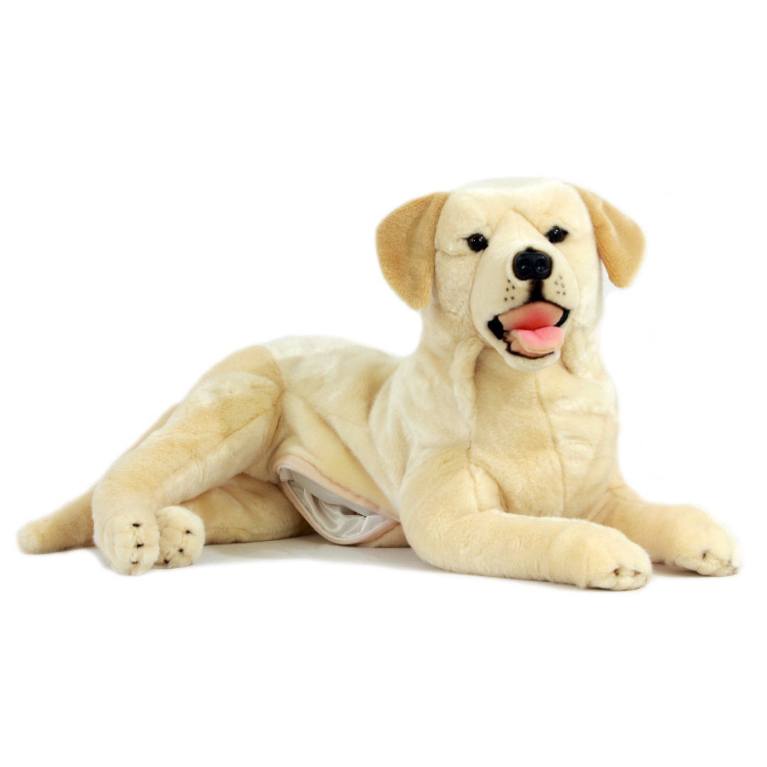 Bella – Cream Labrador with satin pocket/pouch with zip – HMGDirect