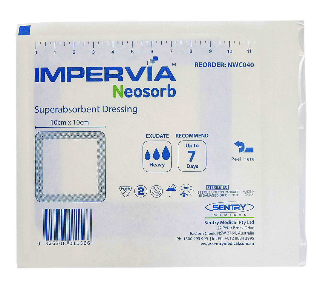 Impervia Neosorb Superabsorbent Dressing 10 x 10cm – HMGDirect