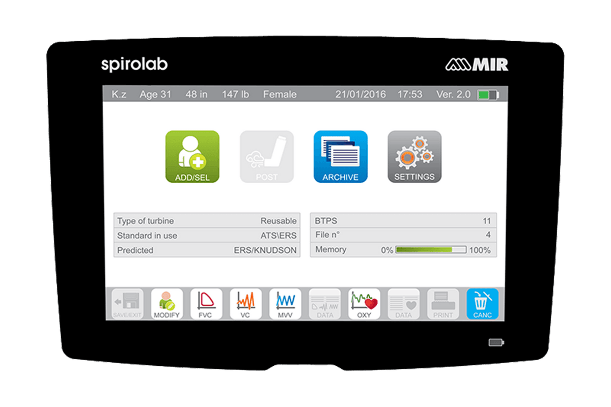 MIR Spirolab Desktop All In One Spirometer With Oximeter & Software ...