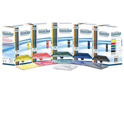 Metron 1.5m Exercise Resistance Band Dispenser Box of 30 Yellow Light ...
