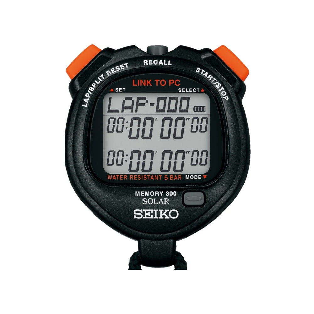 Seiko S064 Solar Powered 300 Split Professional Stopwatch With PC Inte ...